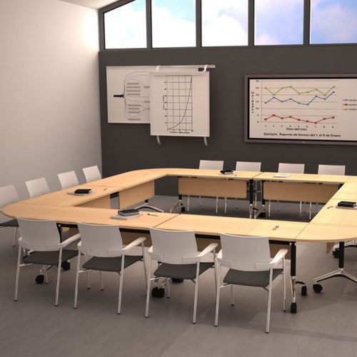 Contemporary conference table - META - OFITA - laminate / metal base ...