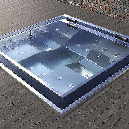 Built-in hot tub - ELEGANT - Aquavia Spa - square / 4-seater / stainless steel