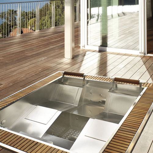 Built-in hot tub - LINEON - Aquavia Spa - rectangular / 4-seater / stainless steel