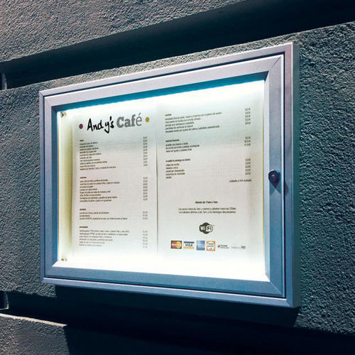 Wall-mounted glass display panel - Tradition - PROCITY - outdoor / LED ...