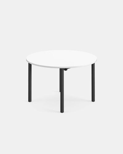 Contemporary table - TIMO D - IBEBI - MDF / melamine / steel base