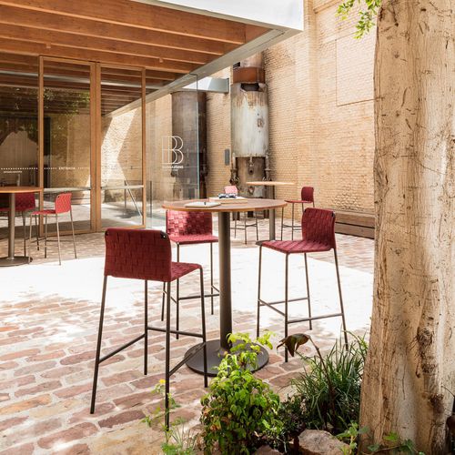 Contemporary bar stool - COSTA - Andreu World - fabric / aluminum base ...