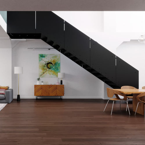 Straight staircase - MAMBA - Siller Stairs - metal step / steel frame ...