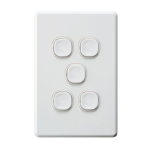 Light switch - IMPRESS - Clipsal - push-button / recessed / quintuple