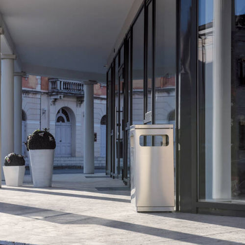 Public trash can - P - P1 - Calzolari - stainless steel / with built-in ...