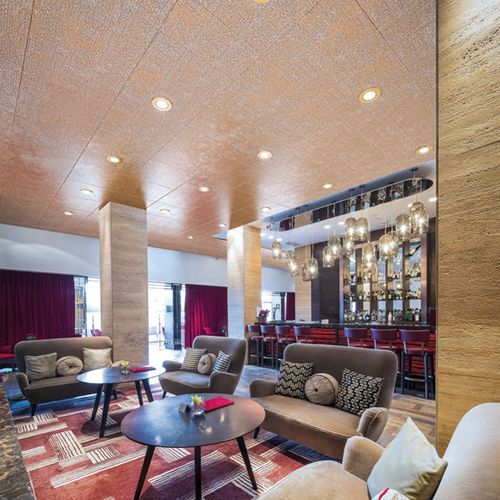 Aluminum suspended ceiling - ENIGMA MATROX - Atena spa - steel / mesh ...