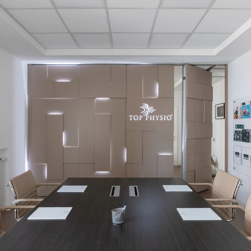 Sliding partition - SHINE - ANAUNIA - mobile / modular / laminate