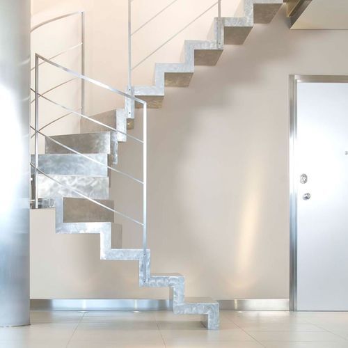 Half-turn staircase - A 227 - METALL CONCEPT - stone step / metal frame / home