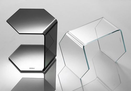 Contemporary side table - EXAGON - steiner - glass / tempered glass ...