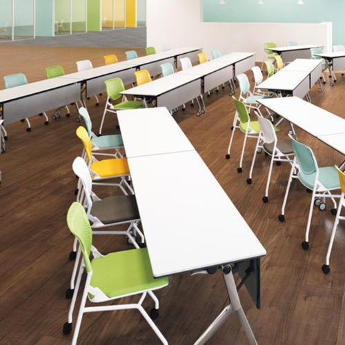 Contemporary classroom table - NT - Okamura - laminate / aluminum base ...