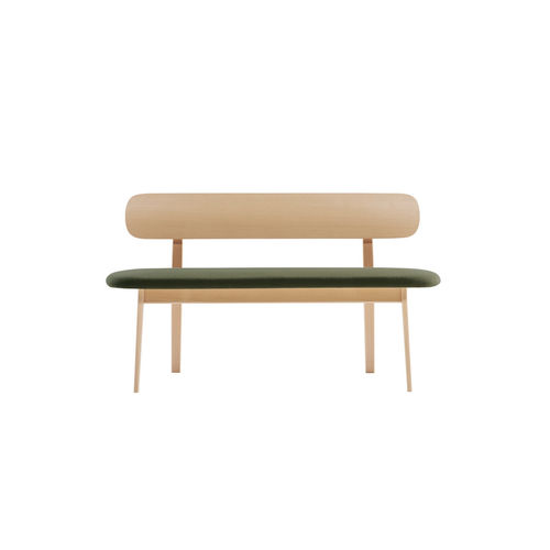 Contemporary bench - ZONES - Teknion - wooden / with backrest / upholstered