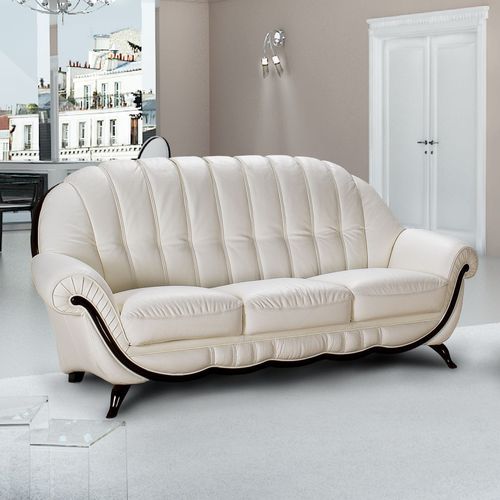 Traditional sofa POMPEI Roma Imperiale srl white leather wooden