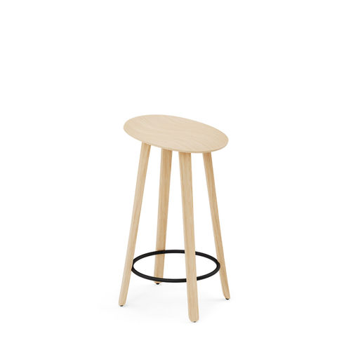 Contemporary bar stool - Beret - Crassevig - plywood / solid wood base ...