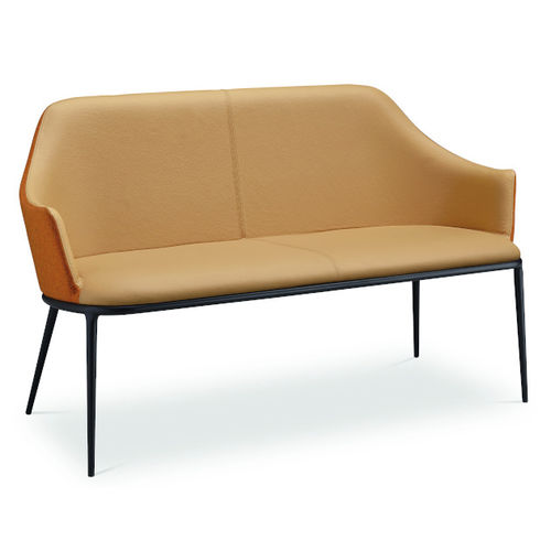 Contemporary upholstered bench - LEA DV M TS - MIDJ - fabric / leather / lacquered steel