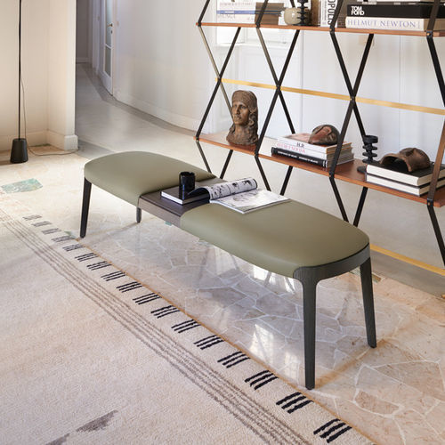 Contemporary upholstered bench VELIS Potocco fabric leather wooden base