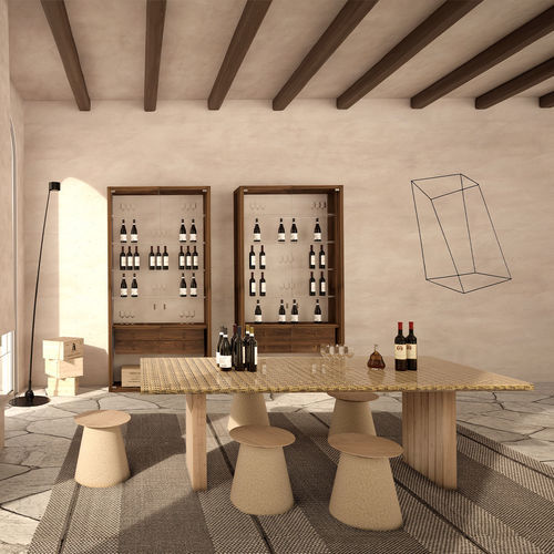 Contemporary table - TAP - RIVA 1920 - cork / oak base / rectangular