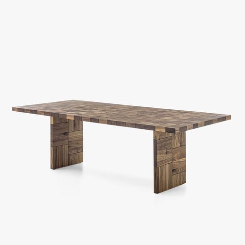 Contemporary table - TABLEAU - RIVA 1920 - solid wood / solid wood base / rectangular