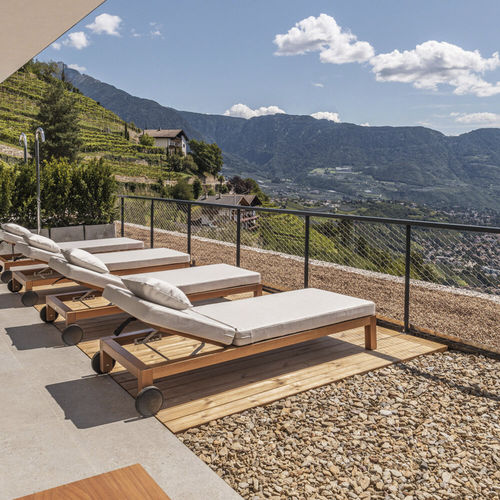 Contemporary sun lounger - JAVA - Schoenhuber Franchi - fabric / iroko ...