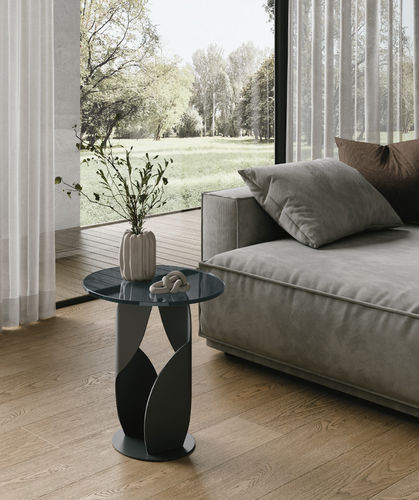 Contemporary side table - COCKTAIL - Target Point - glass / metal base ...