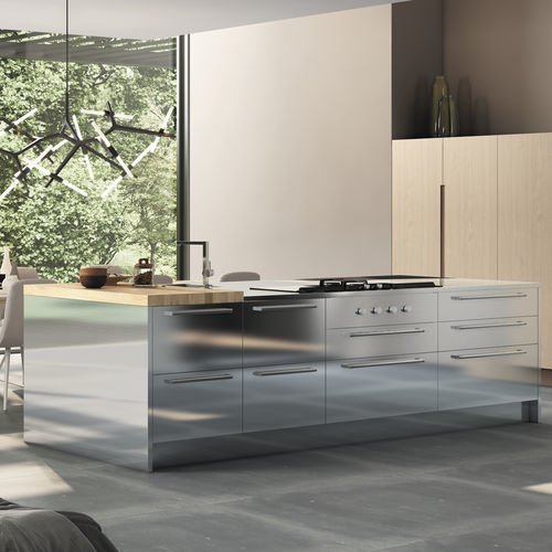 Industrial style kitchen - CHEF INOX - MOBALCO - wood veneer ...