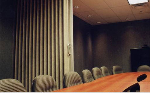 Folding partition - UNIFOLD - Moderco Inc - glass / commercial