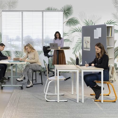 Contemporary classroom table - Ahrend - wooden / metal / metal base