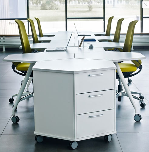 Metal office unit - TRIXAGON - KINNARPS - laminate / 3-drawer / on casters