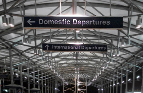 Hanging signboard - Vista System - aluminum / double-sided / orientation