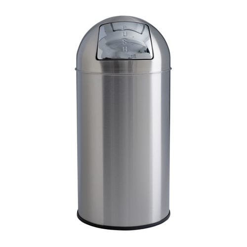 Public trash can - REM PUSH - HEXOTOL - brushed stainless steel / with ...