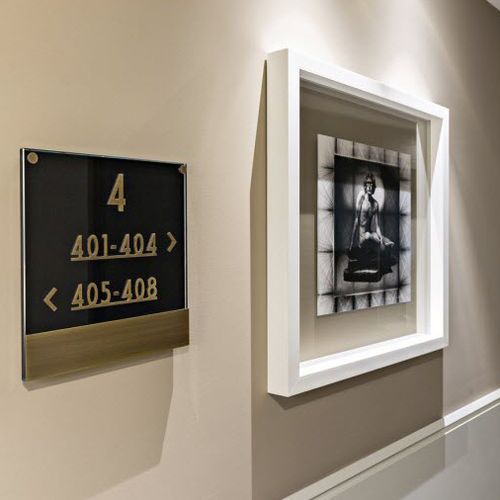 Wall-mounted signage plate - BLACK - APIR SRL - stainless steel / indoor