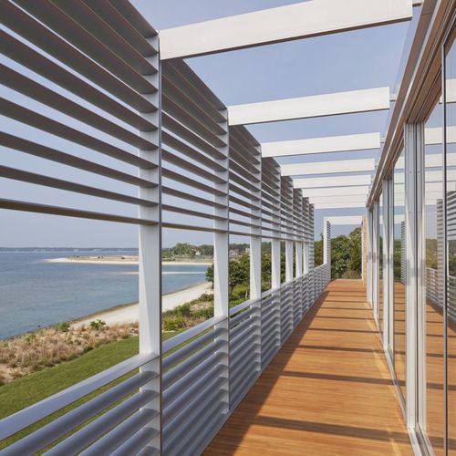 Extruded aluminum solar shading - INFINITI FIN - Levolux - stainless steel / for facade / vertical