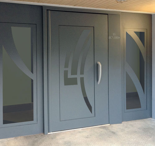 Entry door - VISION - decayeux - sheet steel / pivoting with offset ...