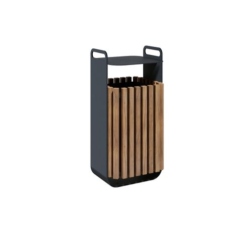 Wooden paper bin - GRIP 32023 - A Amop Synergies - painted steel