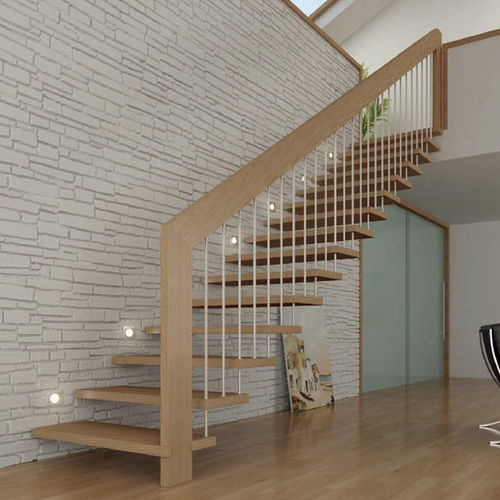 Straight staircase - AIREN - EIMA - wooden step / wooden frame ...