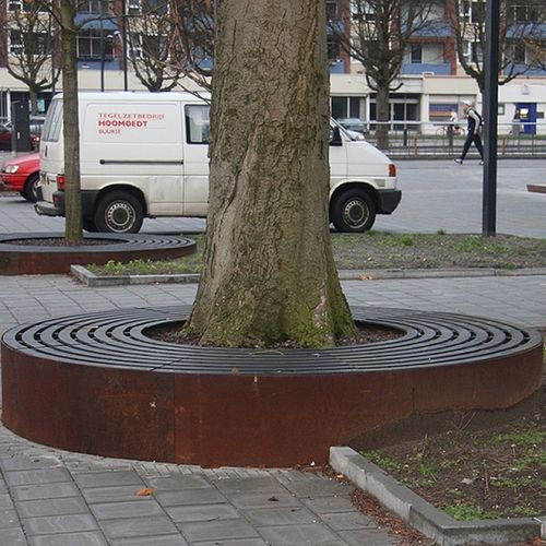 Tree edging - DOURO - ANAE street furniture - COR-TEN® steel / circular