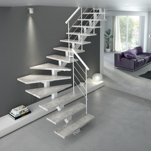 Straight staircase - Simply TL - CAST DESIGN - quarter-turn / wooden ...