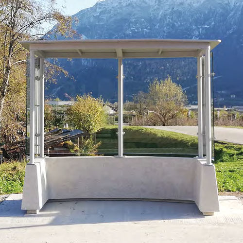 Engineered stone bus shelter - MAGNUM EVOLUTION S - BELLITALIA - glass ...