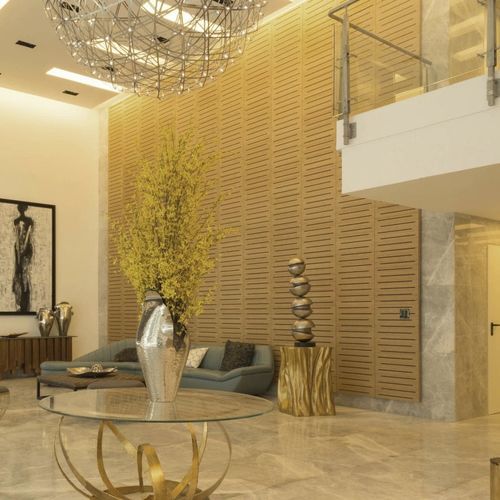 Acoustic wall panel - Grupo GUBIA - bamboo / lacquered wood / rectangular