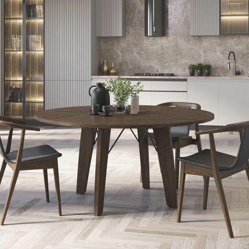 Contemporary dining table - #128 - Skovby - oak / walnut / oak base