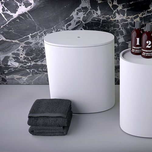 Contemporary stool - OVAL - KNIEF & CO. GmbH - Solid Surface / bathroom / white