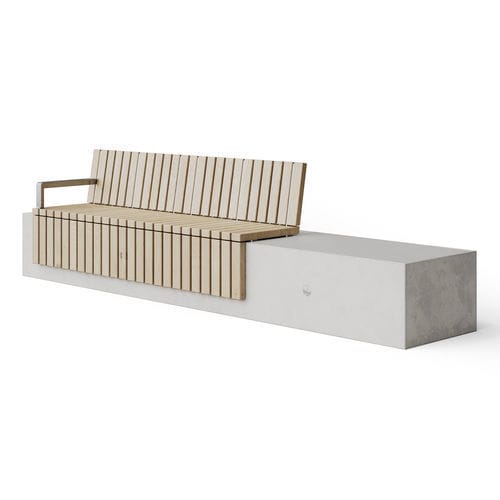 Contemporary public bench - SOCA X-ways Slat Downstand Seat - Factory ...