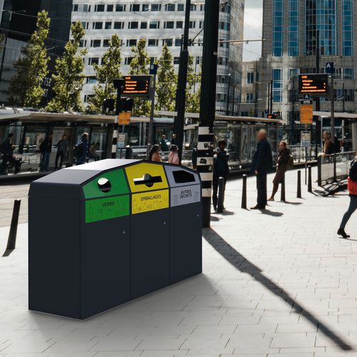 Public trash can - TRIROK - ROSSIGNOL - floor / free-standing / powder ...
