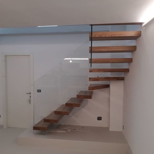 Quarter-turn staircase - MANHATTAN - TECNOSCALE - oak step / metal / home