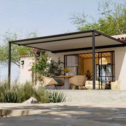 Retractable pergola - B128 - Brustor - self-supporting / fabric / flat roof