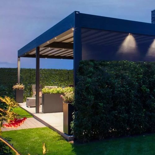Retractable pergola - B300 - Brustor - wall-mounted / self-supporting ...