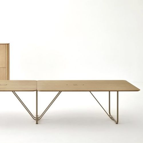 Contemporary boardroom table - INFINITY - Ofifran - wooden / metal base / rectangular
