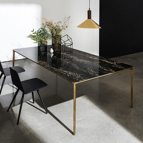 Contemporary dining table - SLIM - Sovet Italia - wooden / glass / ceramic