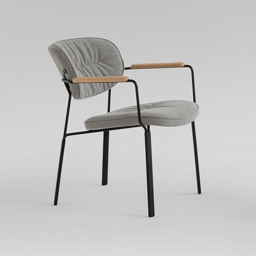 Contemporary armchair - Algo - NOTI - fabric / leather / beech