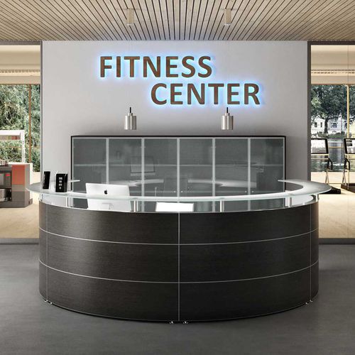 Modular reception desk - RECEPTION - Bralco - semicircular / lacquered ...