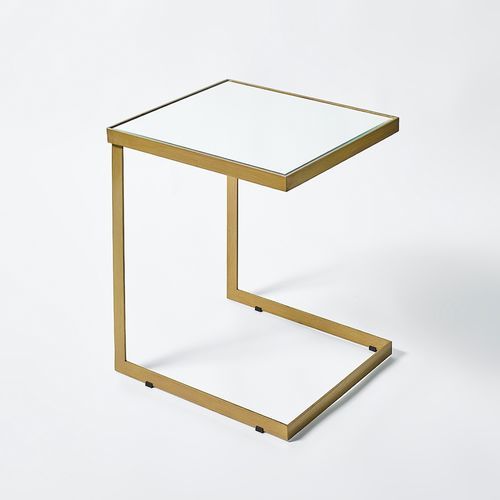 Contemporary side table - Tablo - DEKNUDT MIRRORS - glass / metal base ...